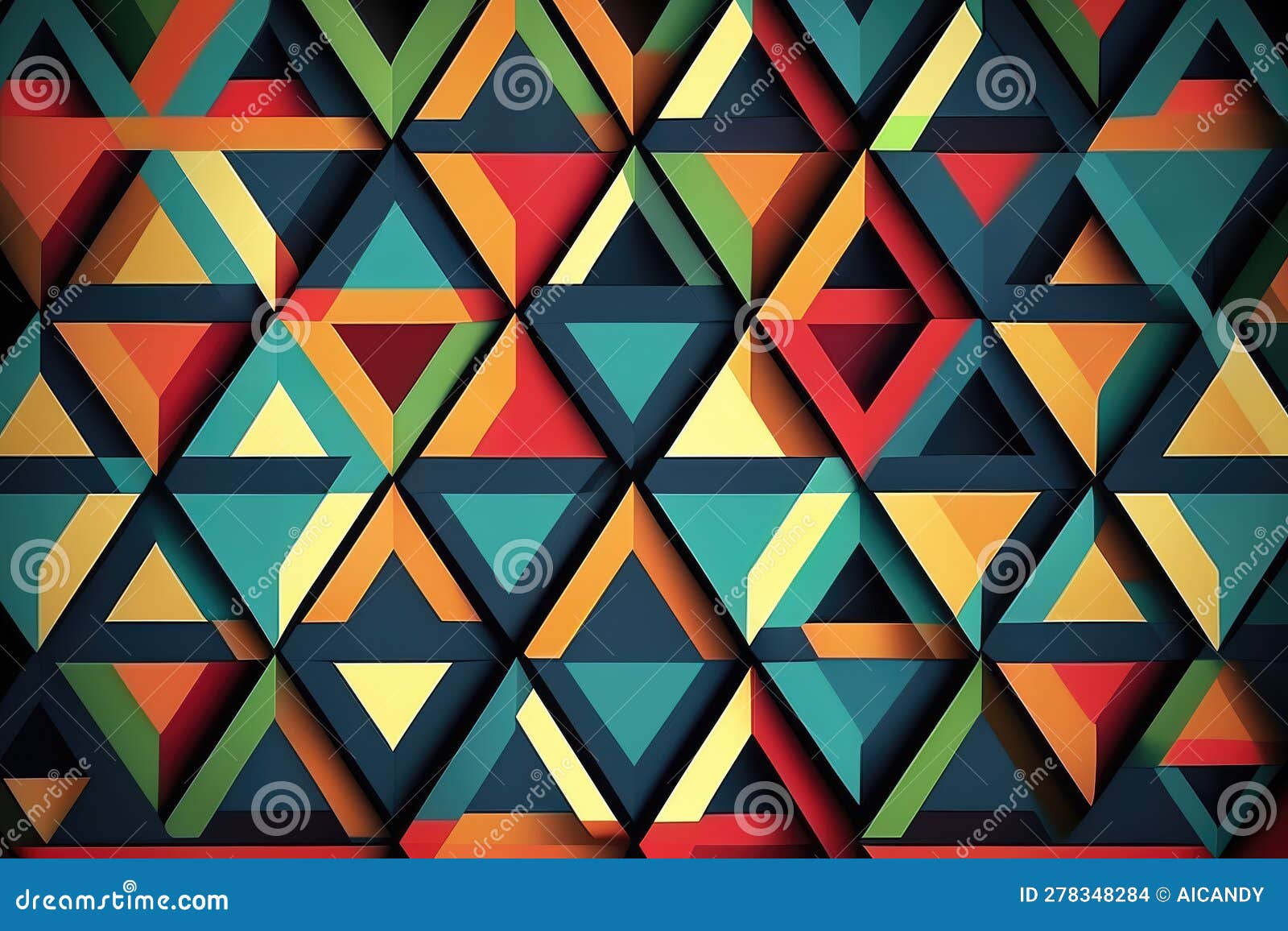 Symmetrical Triangles in Bold Color Pattern Stock Illustration ...