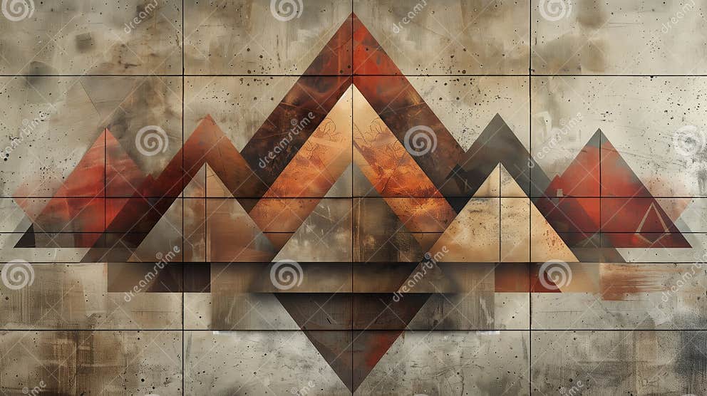 Symmetrical Triangles Create a Mountain Range Painting on a Wall Stock ...