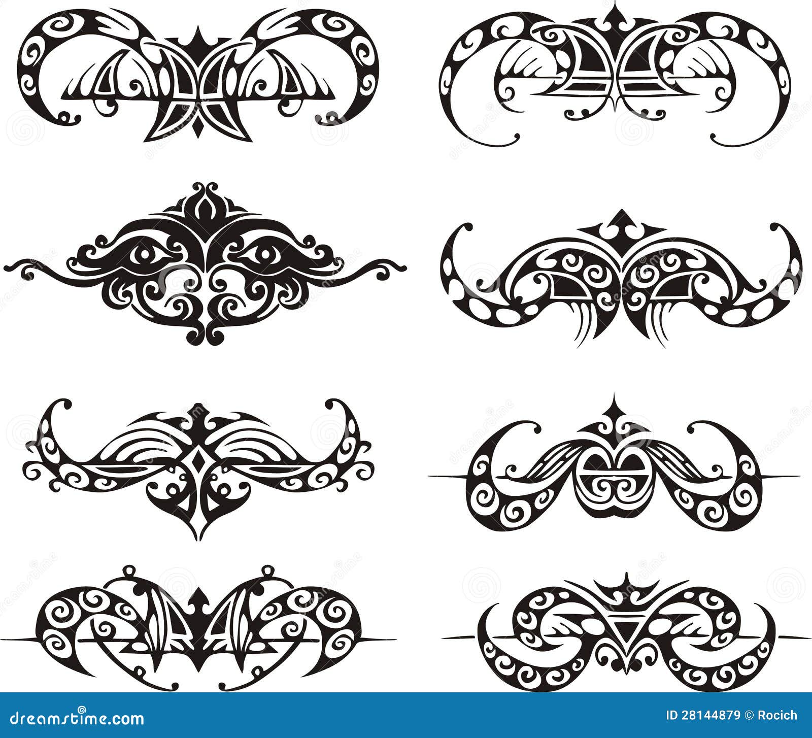 Symmetrical Tribal Vignettes Stock Vector - Illustration of ornament ...
