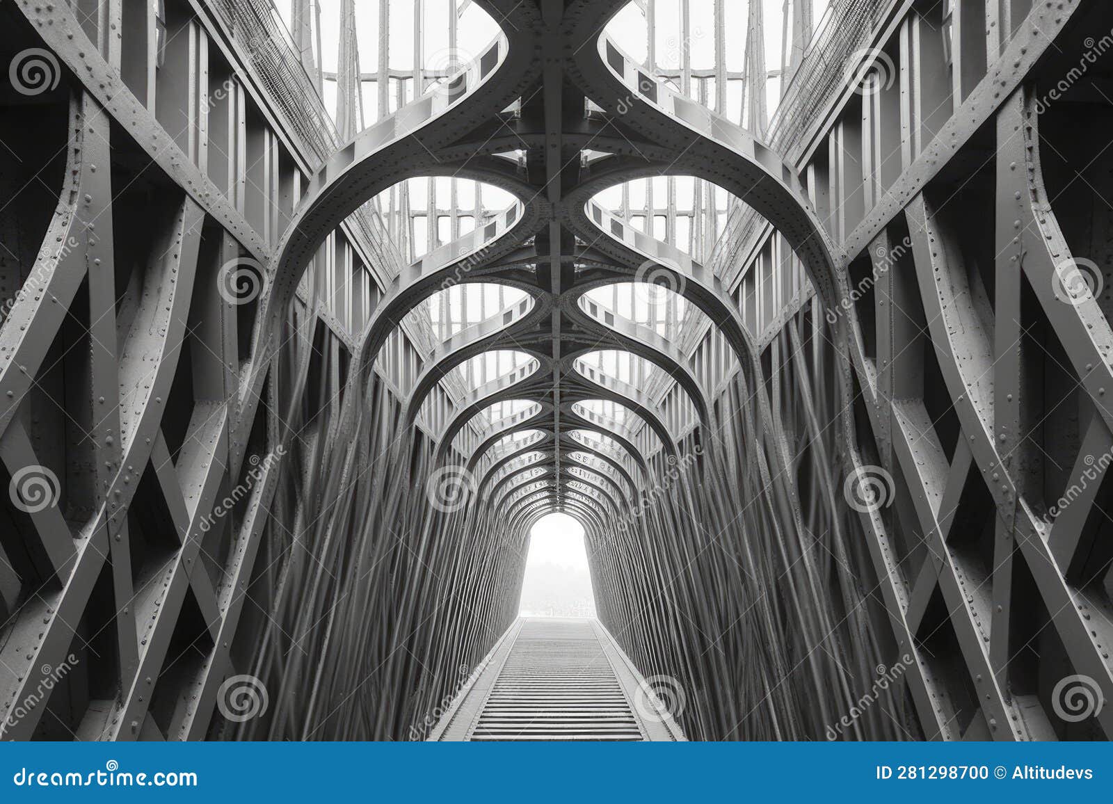 Symmetrical View of a Bridges Arches and Supports Stock Illustration ...