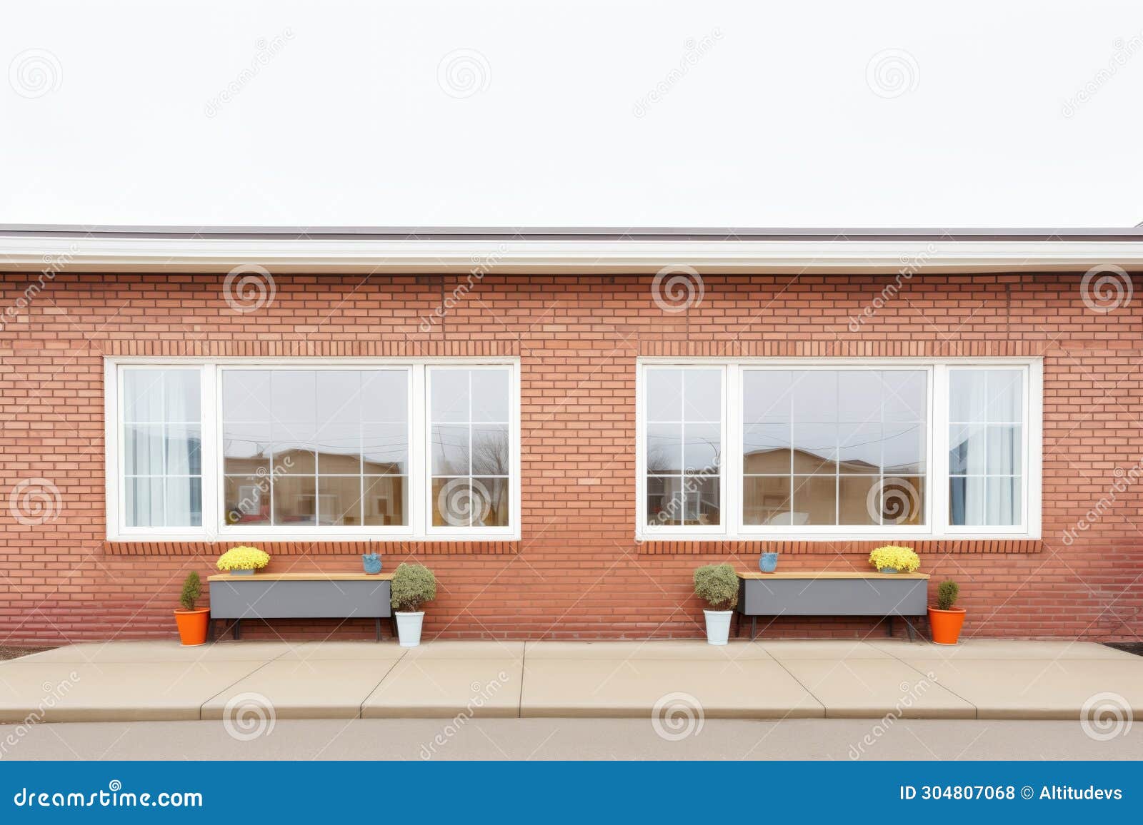 Symmetrical Windows on Saltbox with Brick Exterior Stock Photo - Image ...