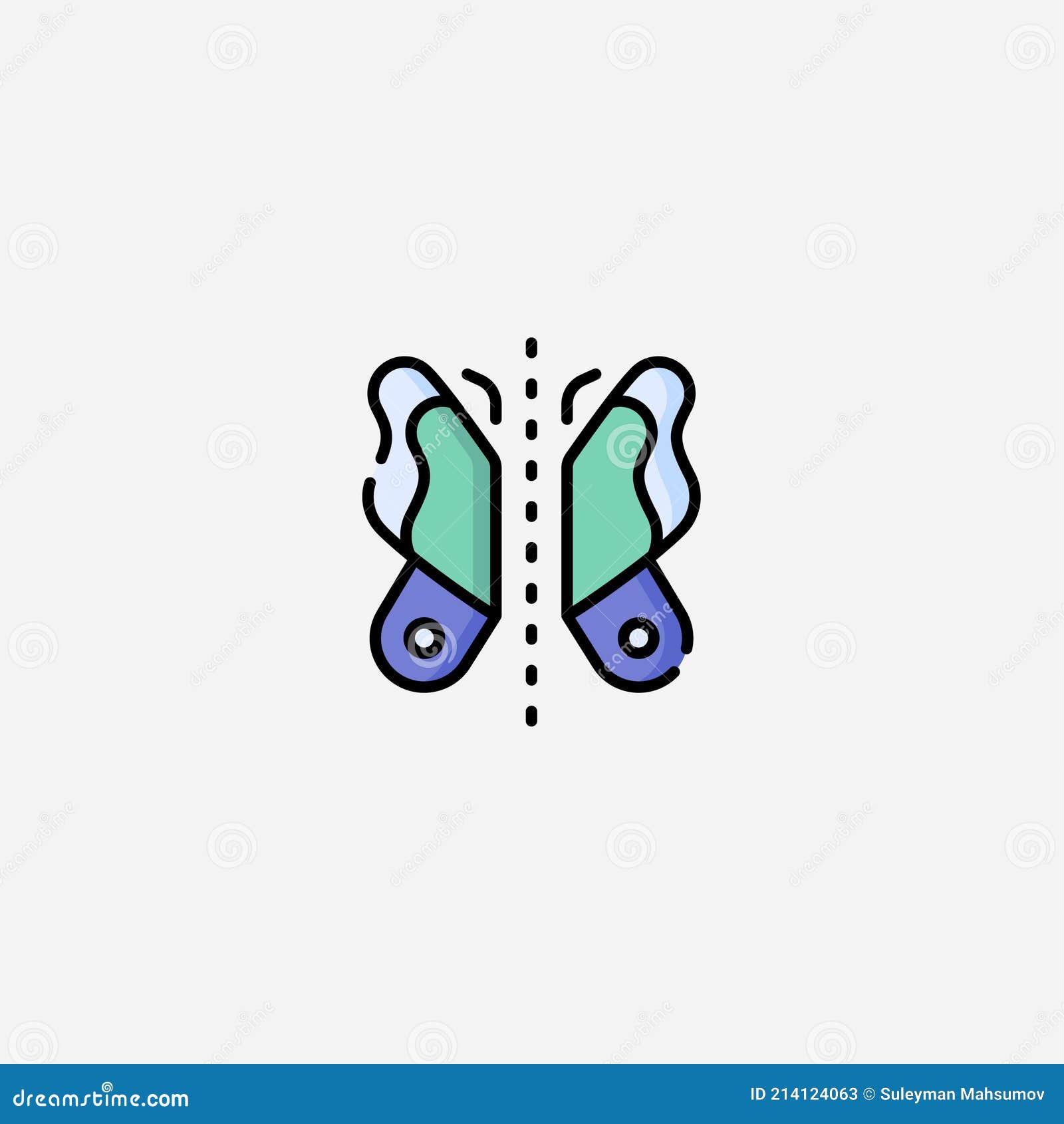 Symmetry Icon Of 3 Types Color, Black And White, Outline. Isolated ...