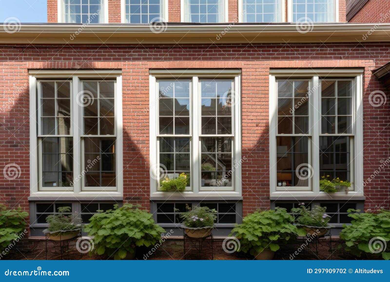 Symmetry of Windows in a Colonial Brick House Stock Photo - Image of ...