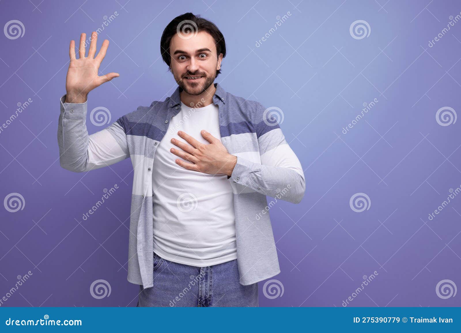 Sympathetic Young Brunette Man on Studio Background Stock Image - Image ...
