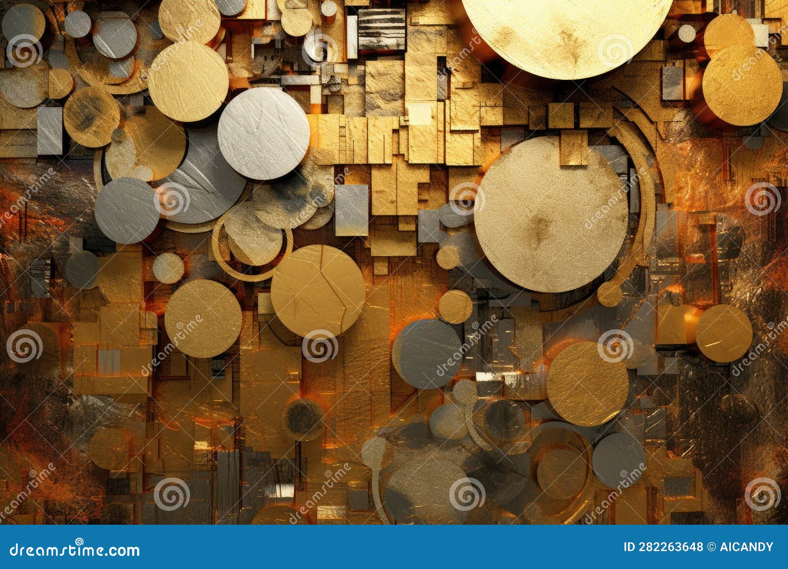 Symphony of Abstract Forms and Textures on a Metallic Background ...