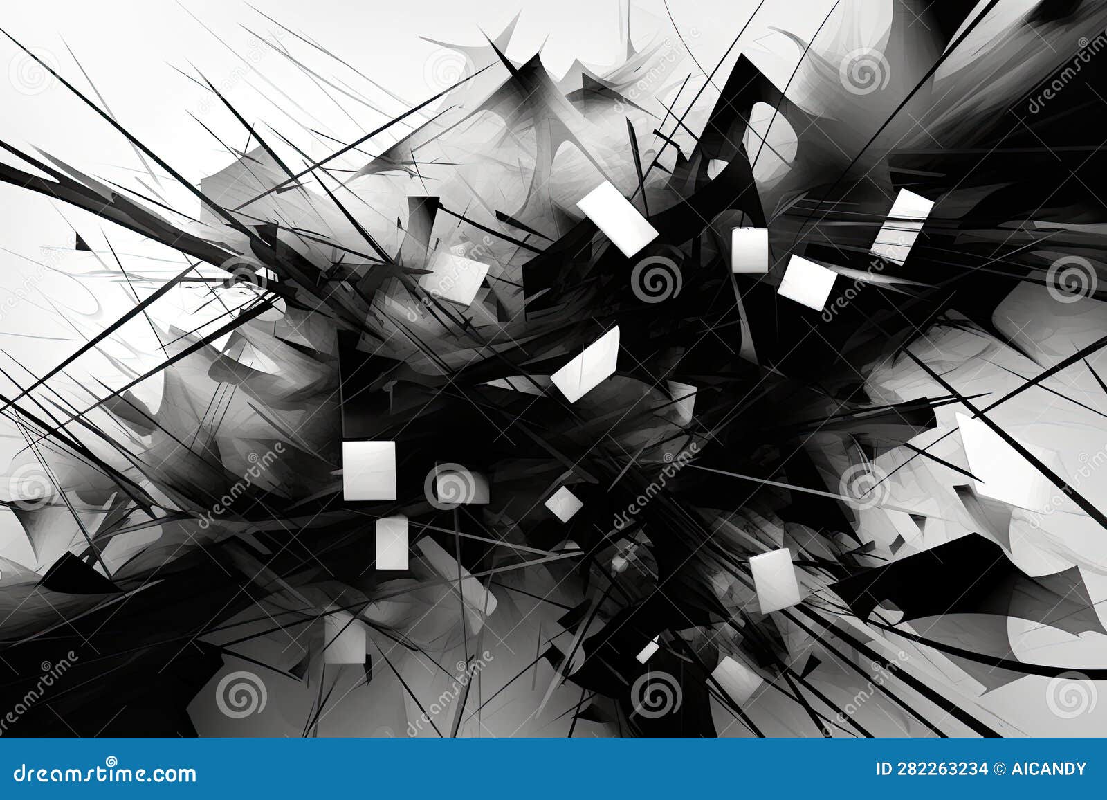 Symphony of Abstract Shapes and Lines on a Monochromatic Background ...