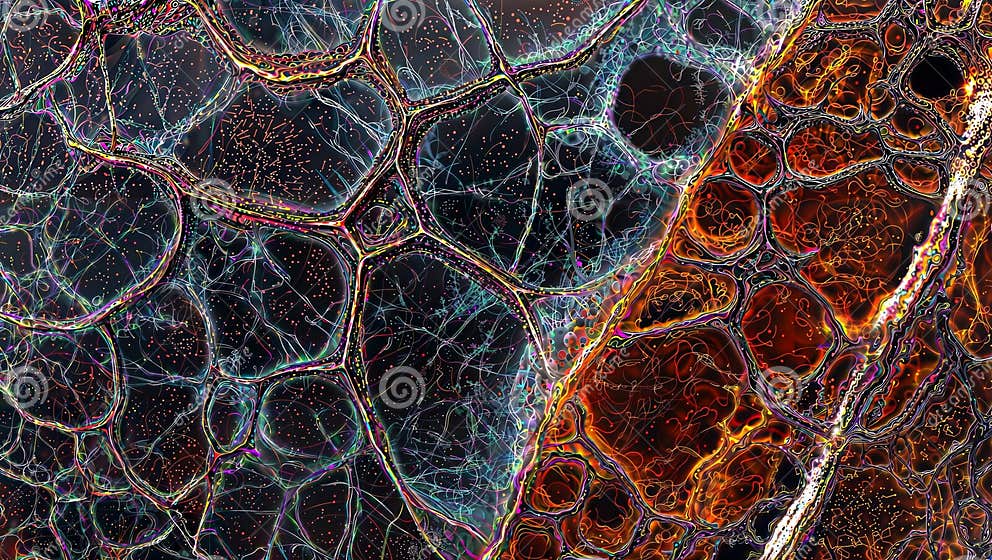 Symphony of Cellular Patterns in Warm and Cool Tones, Generative Ai ...