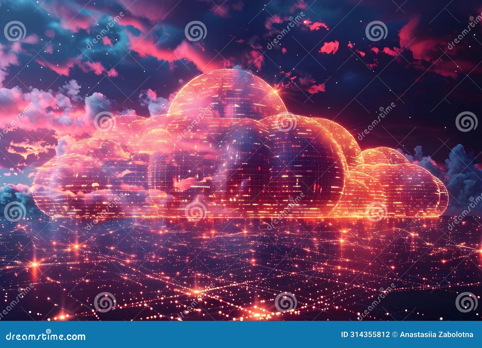 Symphony Of The Cloud: A Digital Minimalist Ode To Data Harmony. Concept Data Visualization ...