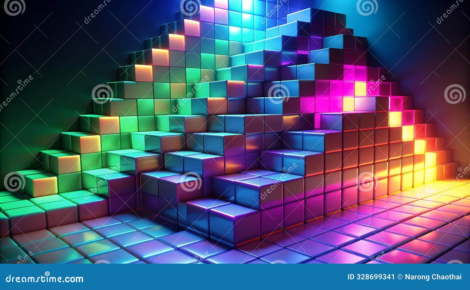 A Symphony of Colors: Ascending Cube Staircase AI Generated Stock ...