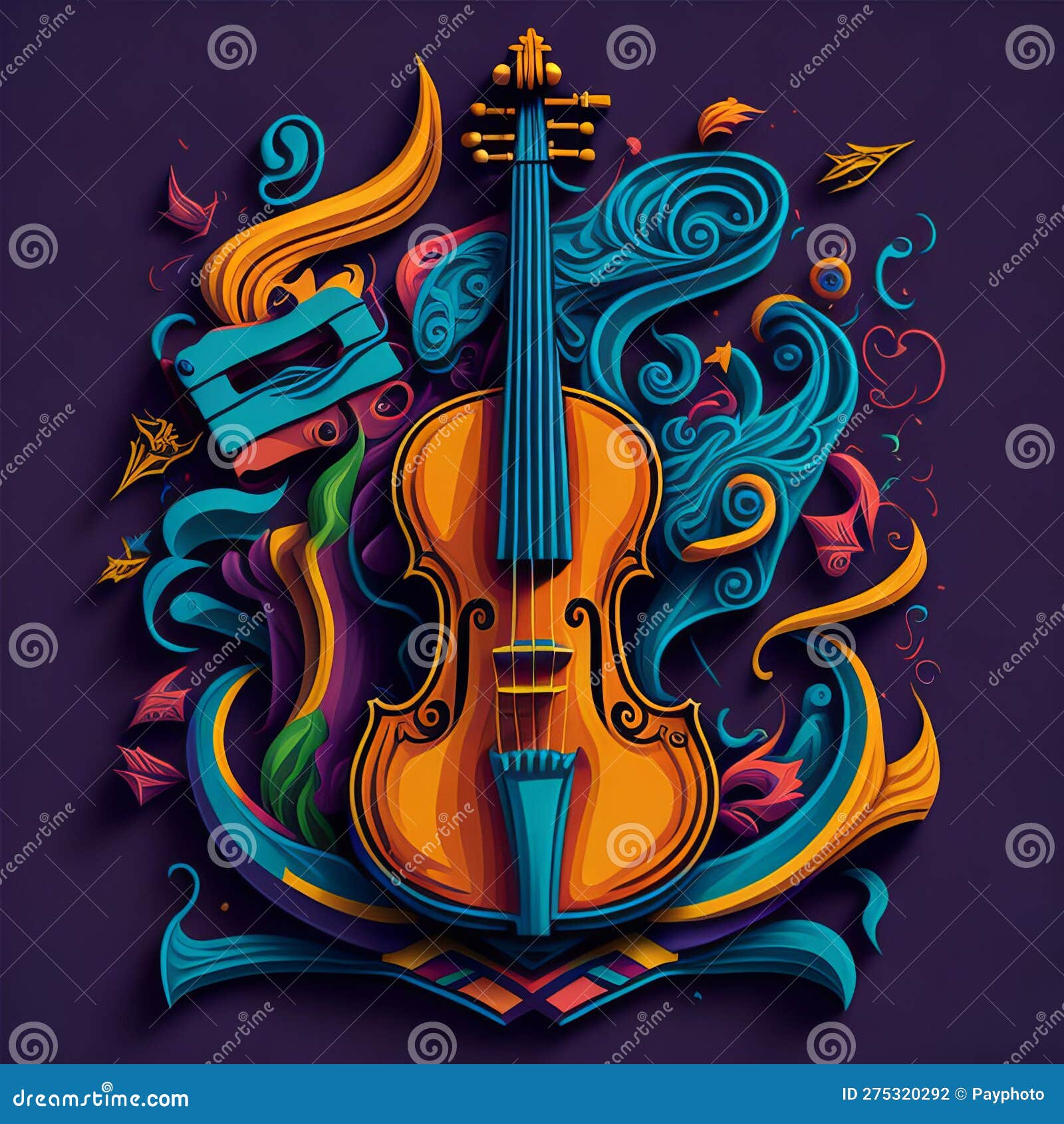 Symphony of Colors: an Illustration of Musical Instruments. Stock ...