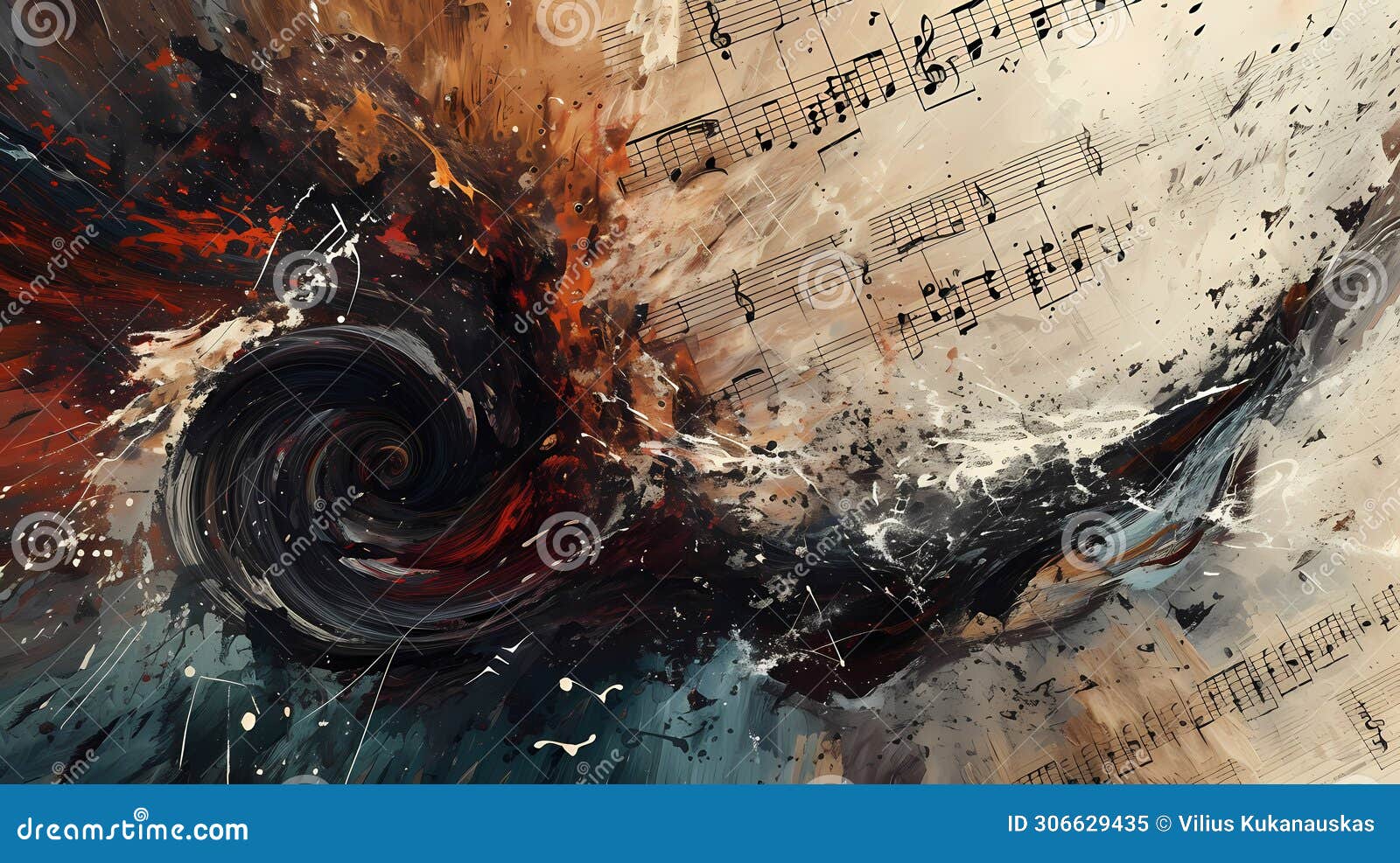 Symphony of Elements: Musical Fusion with Nature and Fire Stock ...