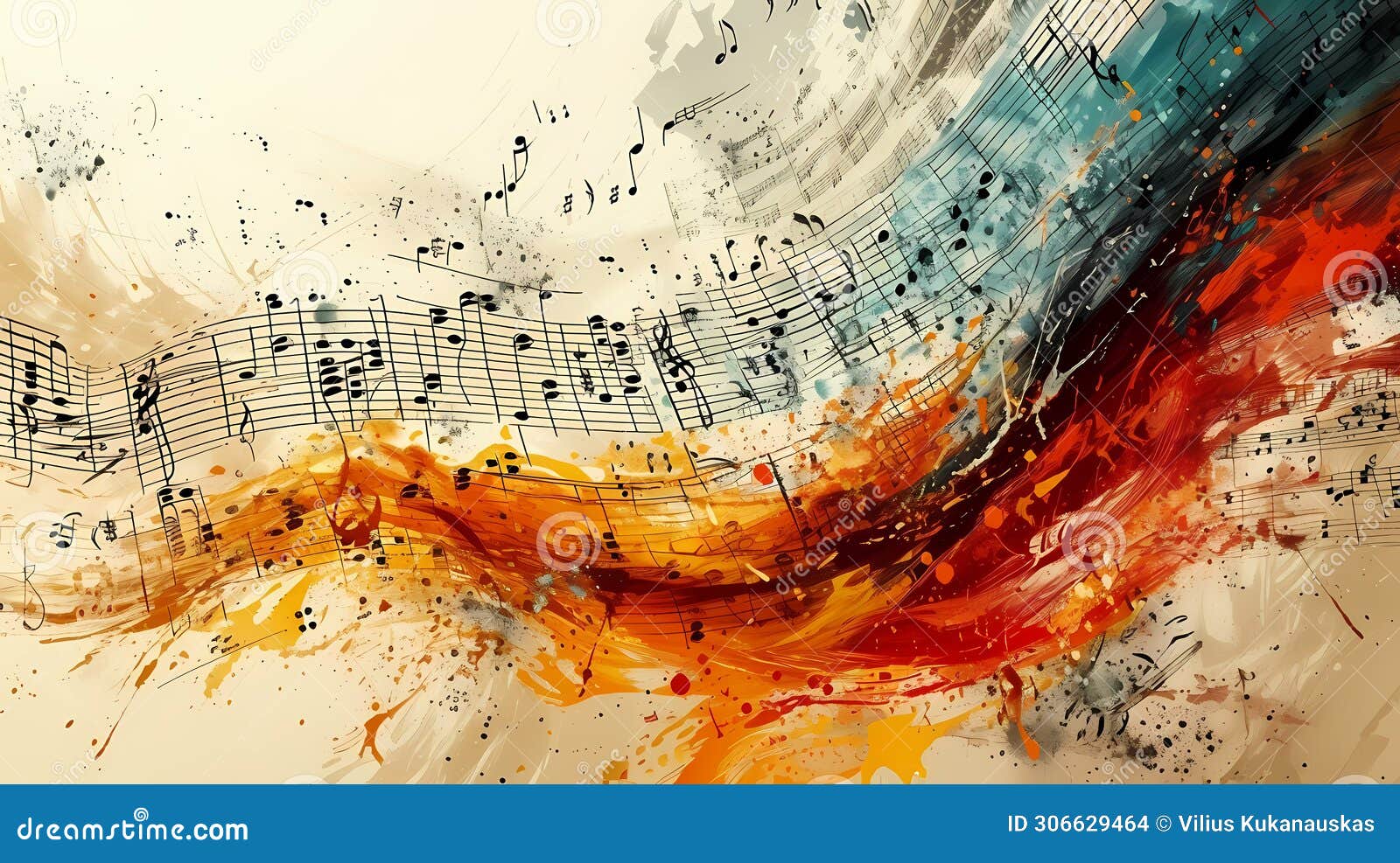 Symphony of Elements: Musical Fusion with Nature and Fire Stock ...