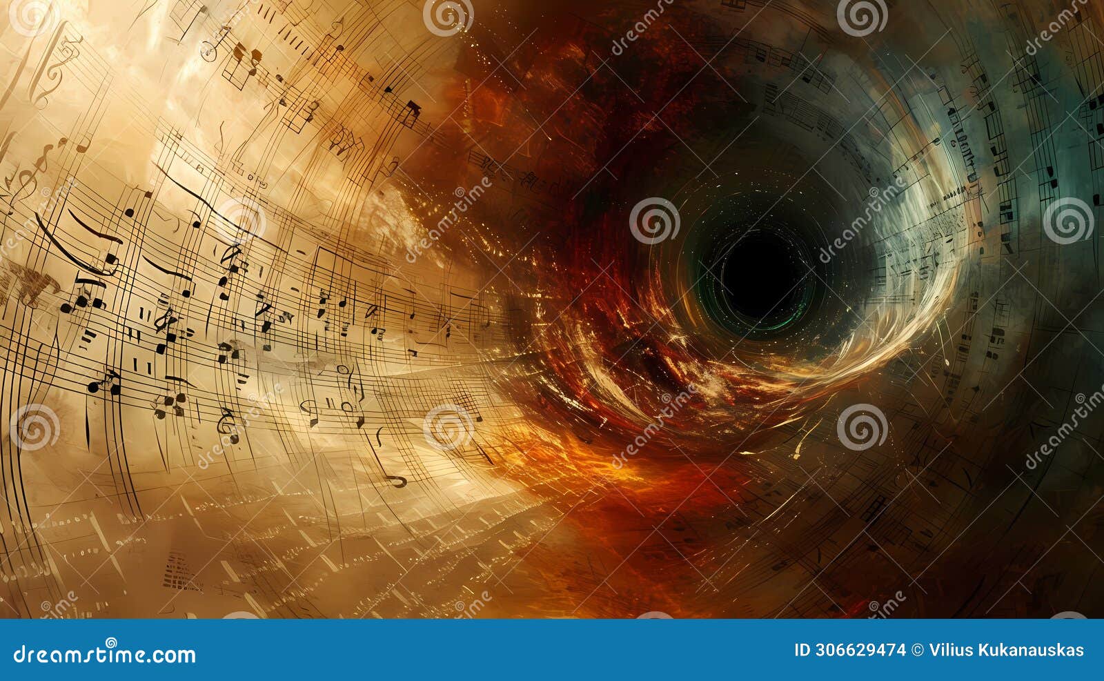 Symphony of Elements: Musical Fusion with Nature and Fire Stock ...
