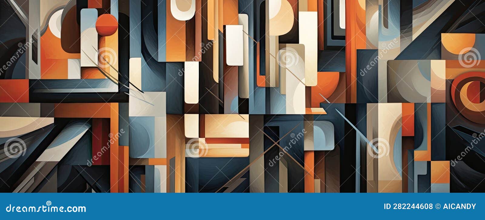 Symphony of Geometric Shapes in Bold and Contrasting Hues, Overlapping ...