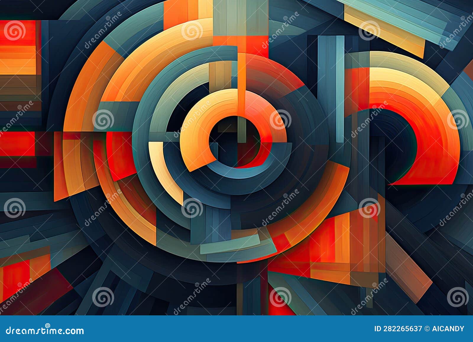 Symphony of Geometric Shapes in Bold and Contrasting Hues, Overlapping ...