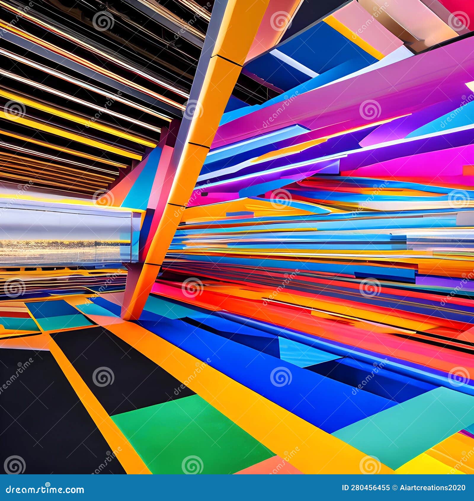 Geometric Symphony: Harmonious Interplay Of Shapes And Colors Vector ...