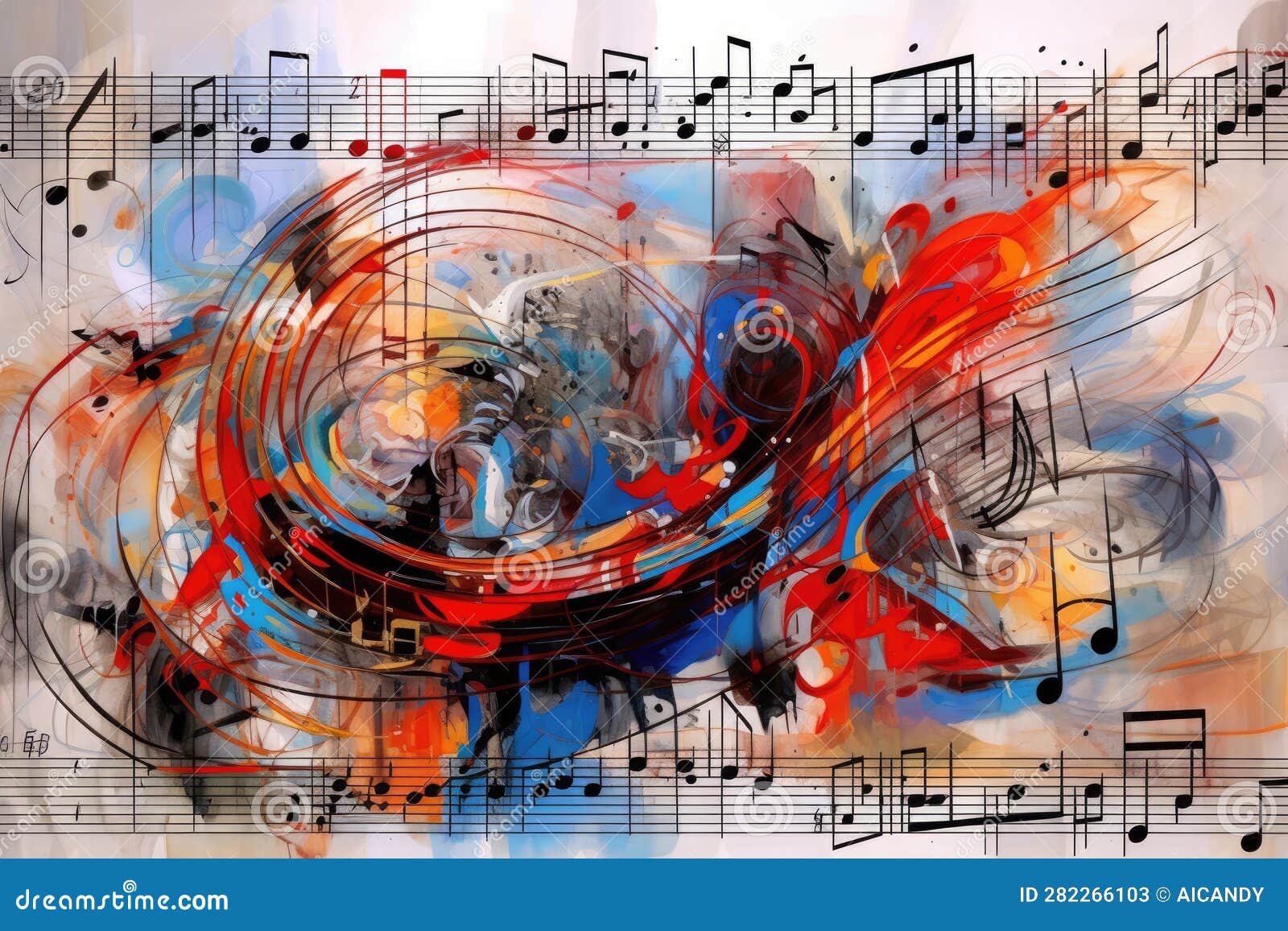 Symphony of Musical Notes Visualized through Abstract Lines and Shapes ...