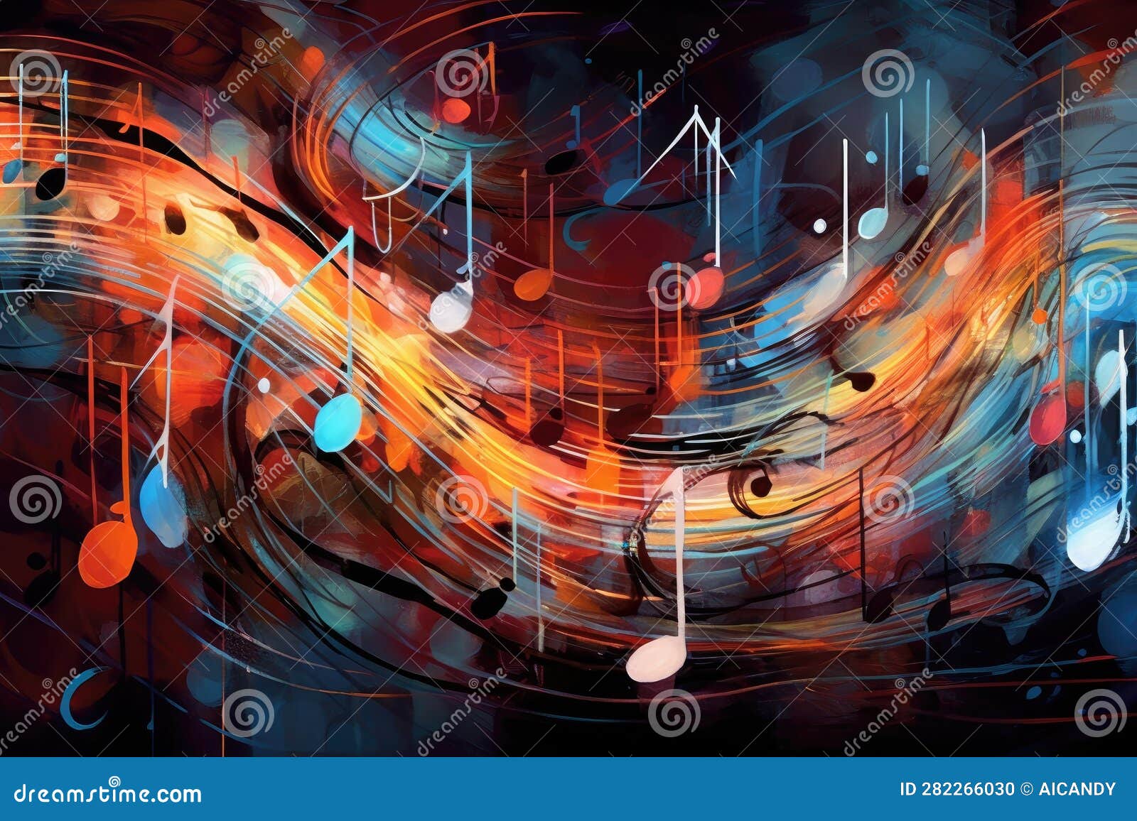 Symphony of Musical Notes Visualized through Abstract Lines and Shapes ...