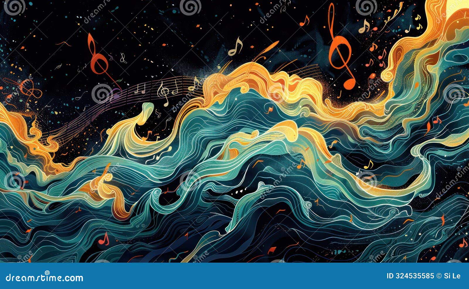 Symphony of Notes: Intricate Illustration of Music Notes Intertwining ...