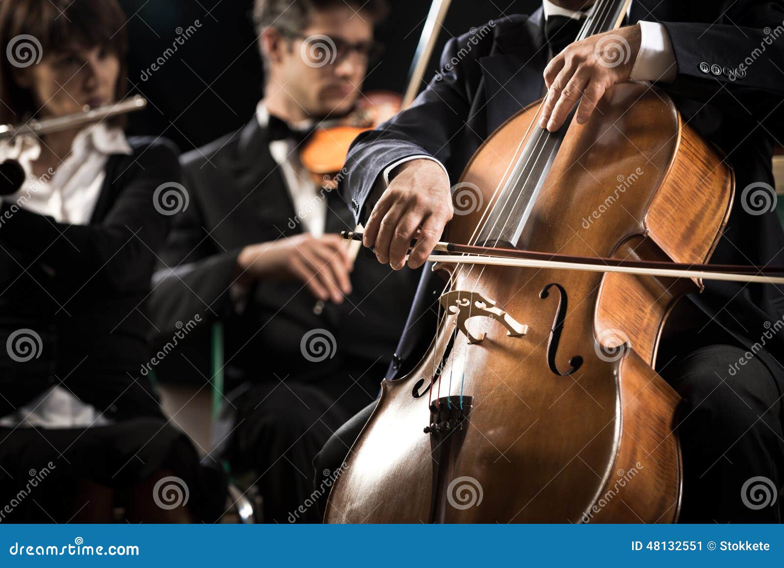 Symphony Orchestra: Cello Player Close-up Stock Image - Image of fiddle ...