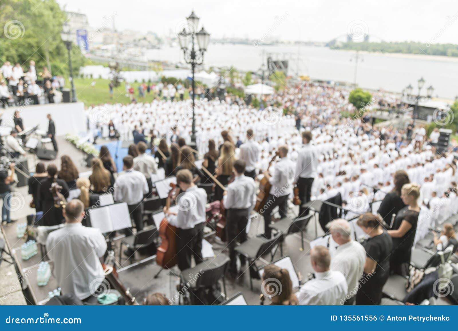 Symphony Orchestra in the Park. the Orchestra Plays in the Park on the ...