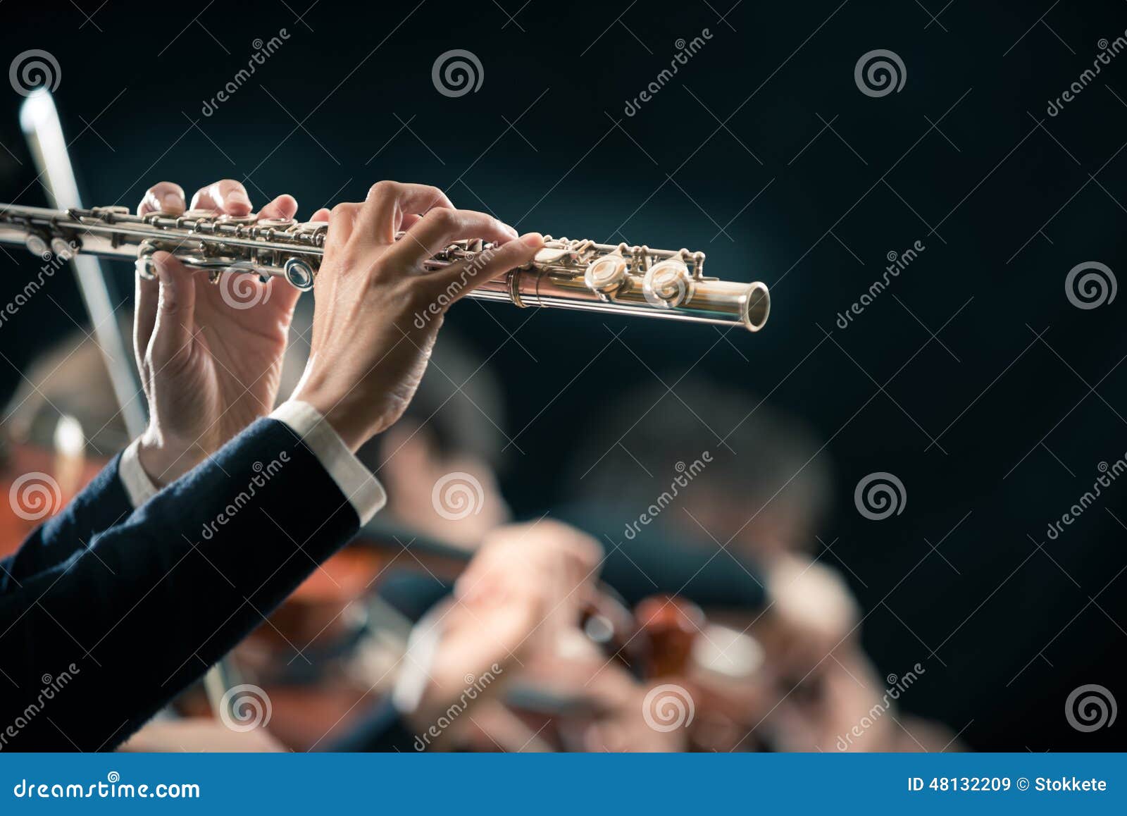 Symphony Orchestra Performance: Flutist Close-up Stock Image - Image of ...