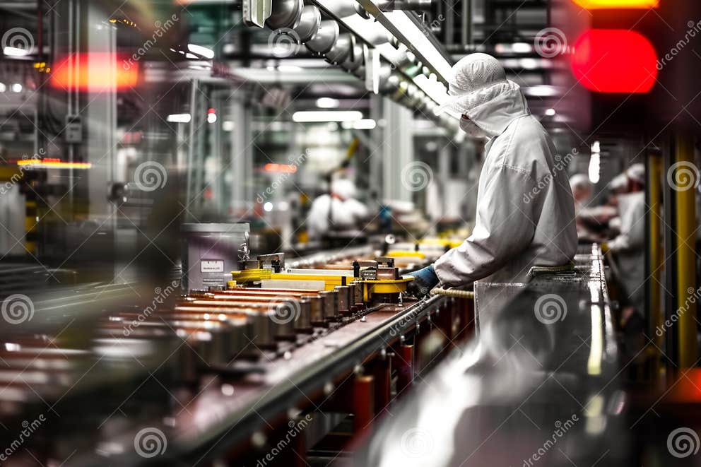 Symphony of Precision, Machines and Human Hands Creating Products Stock ...