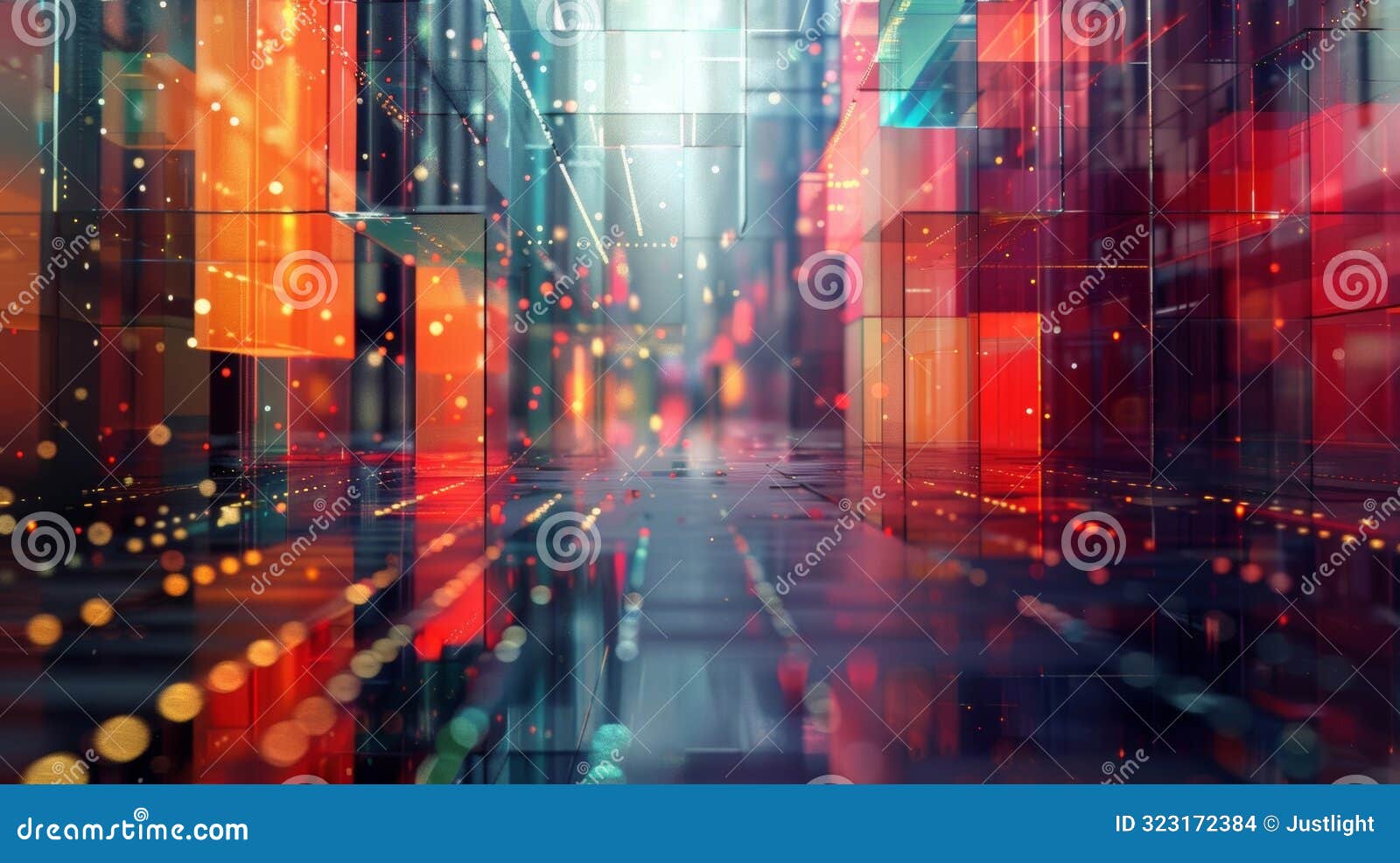 A Symphony of Shapes and Colors As the Rain Falls Onto an Abstract Grid ...