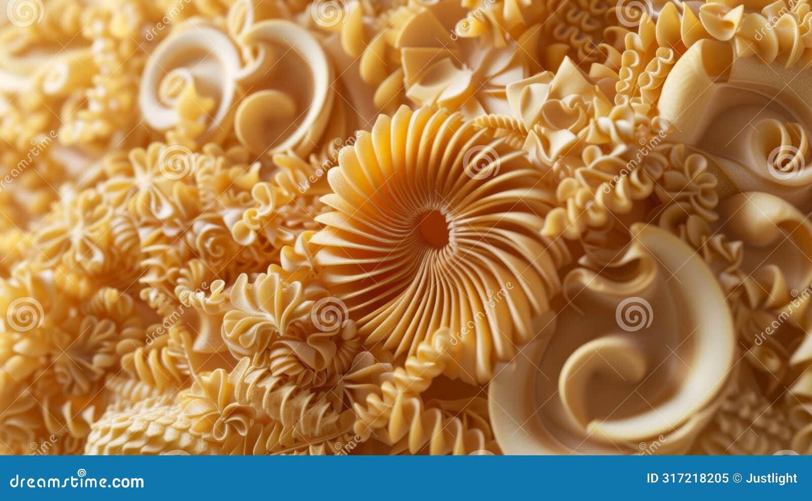 A Symphony Of Shapes And Sizes The Pasta Twirls Interlock And Overlap ...