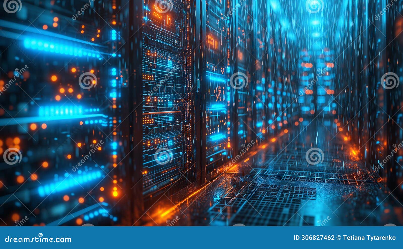 A Symphony of Technology: Server Room Filled with Glowing Racks in ...