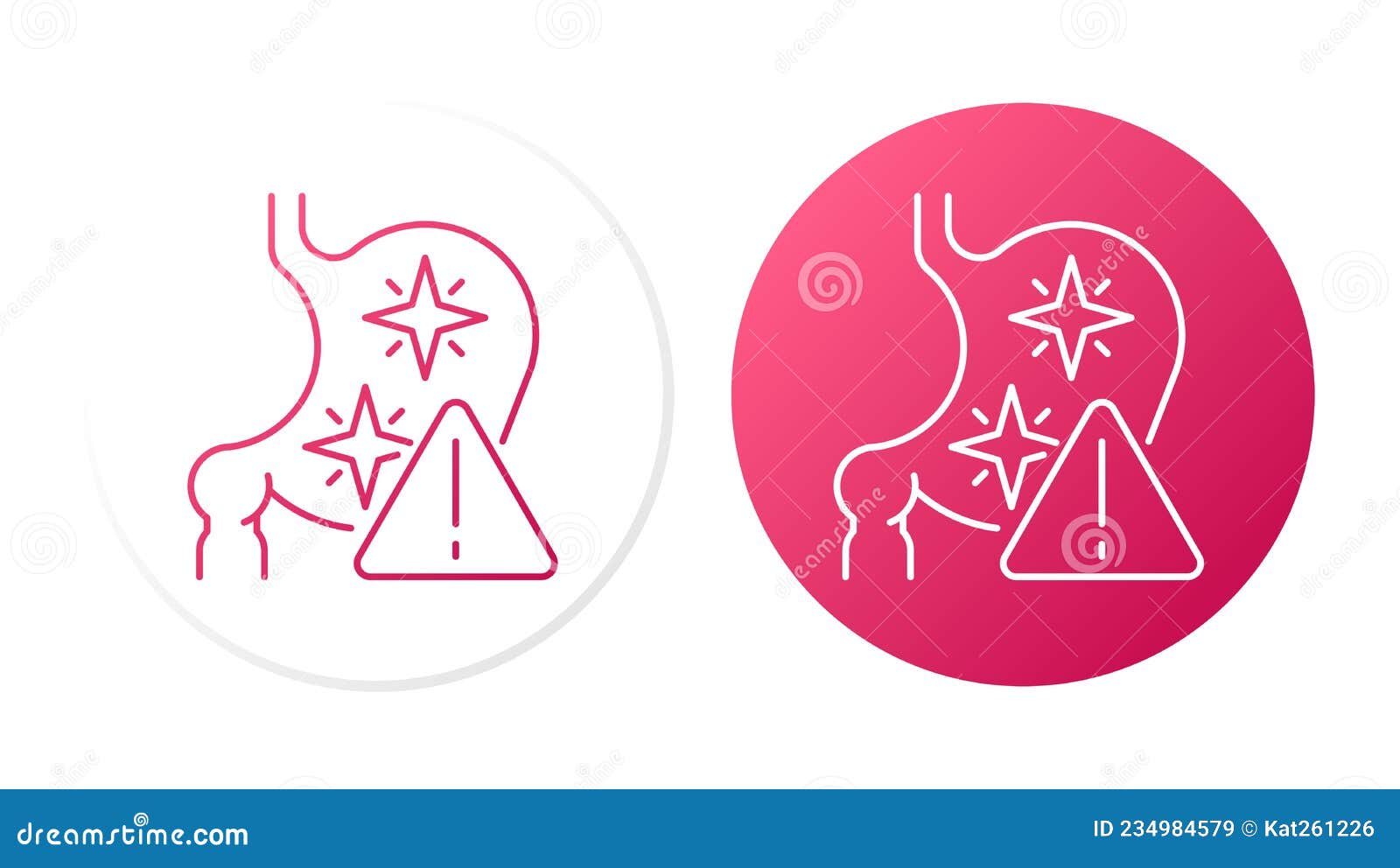 Symptoms of Stomach Problems Colic. Two Lines Icons Concept Stock ...