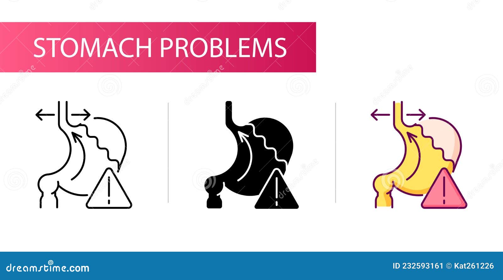 Symptoms of Stomach Problems Heartburn. Line Icon Concept Stock Vector ...