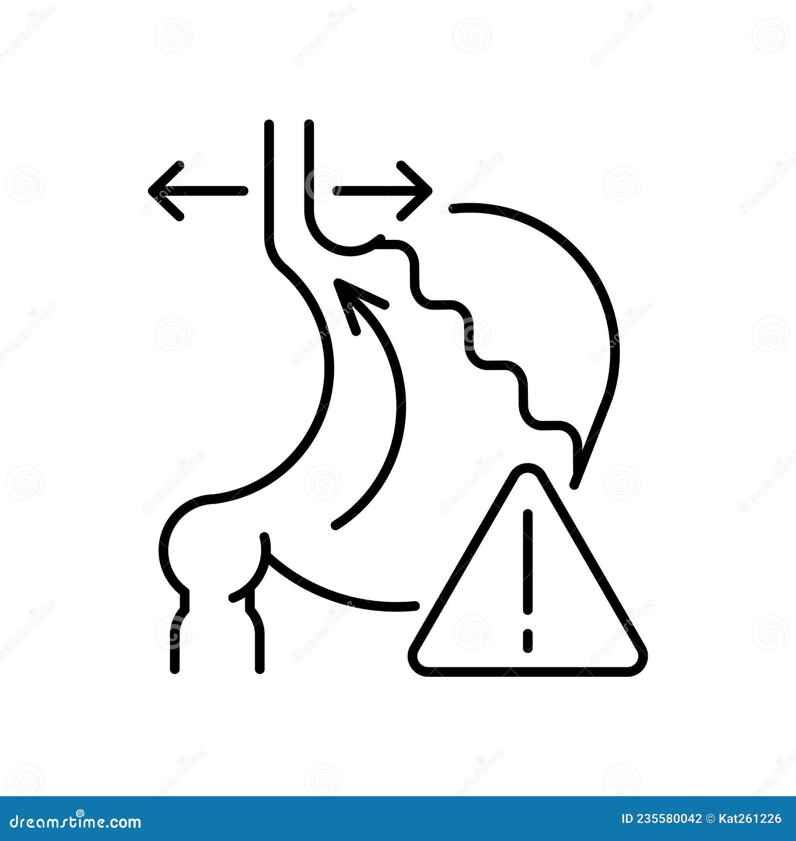 Symptoms of Stomach Problems Heartburn. Line Icon Concept Stock Vector ...