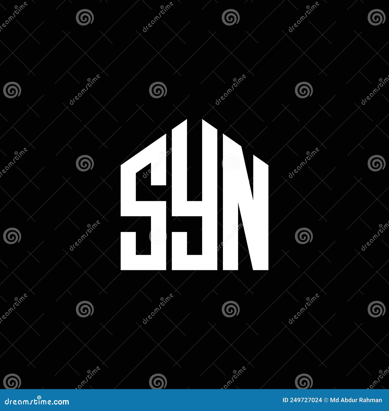 SYN Letter Logo Design on BLACK Background. SYN Creative Initials ...