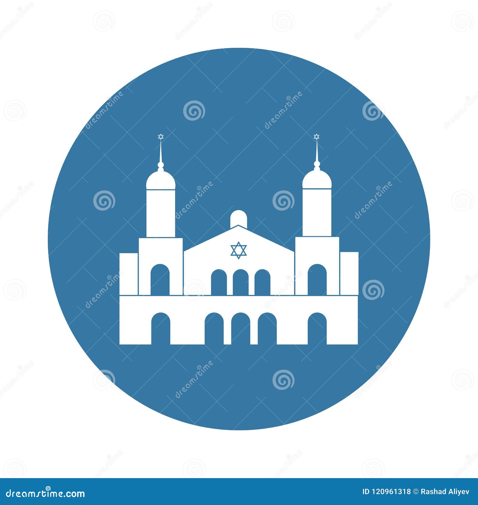 Synagogue Icon in Badge Style Stock Illustration - Illustration of ...