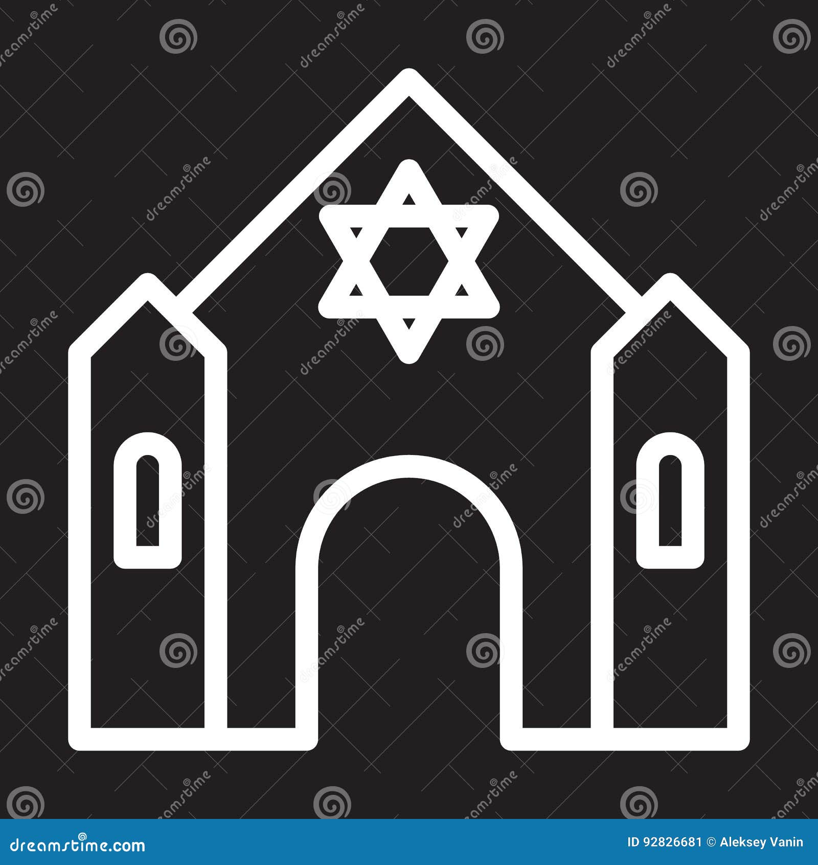Synagogue Line Icon, White Outline Sign, Vector Illustration. Stock ...