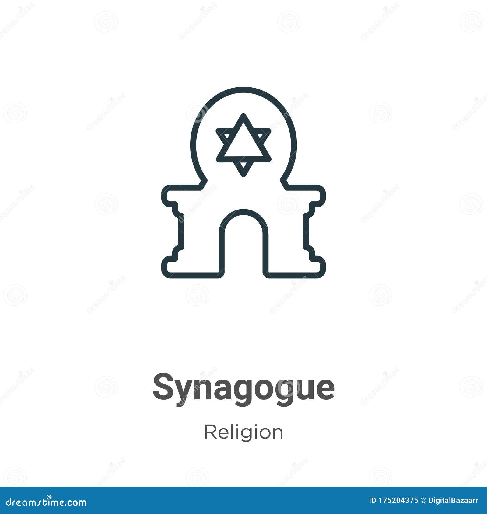 Synagogue Outline Vector Icon. Thin Line Black Synagogue Icon, Flat Vector Simple Element ...