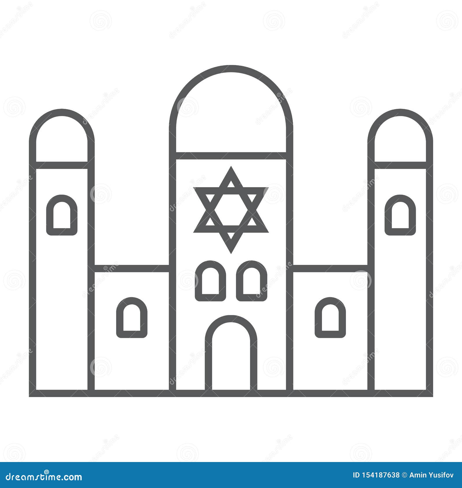 Synagogue Line Icon, Jewish House Of Worship Cartoon Vector ...