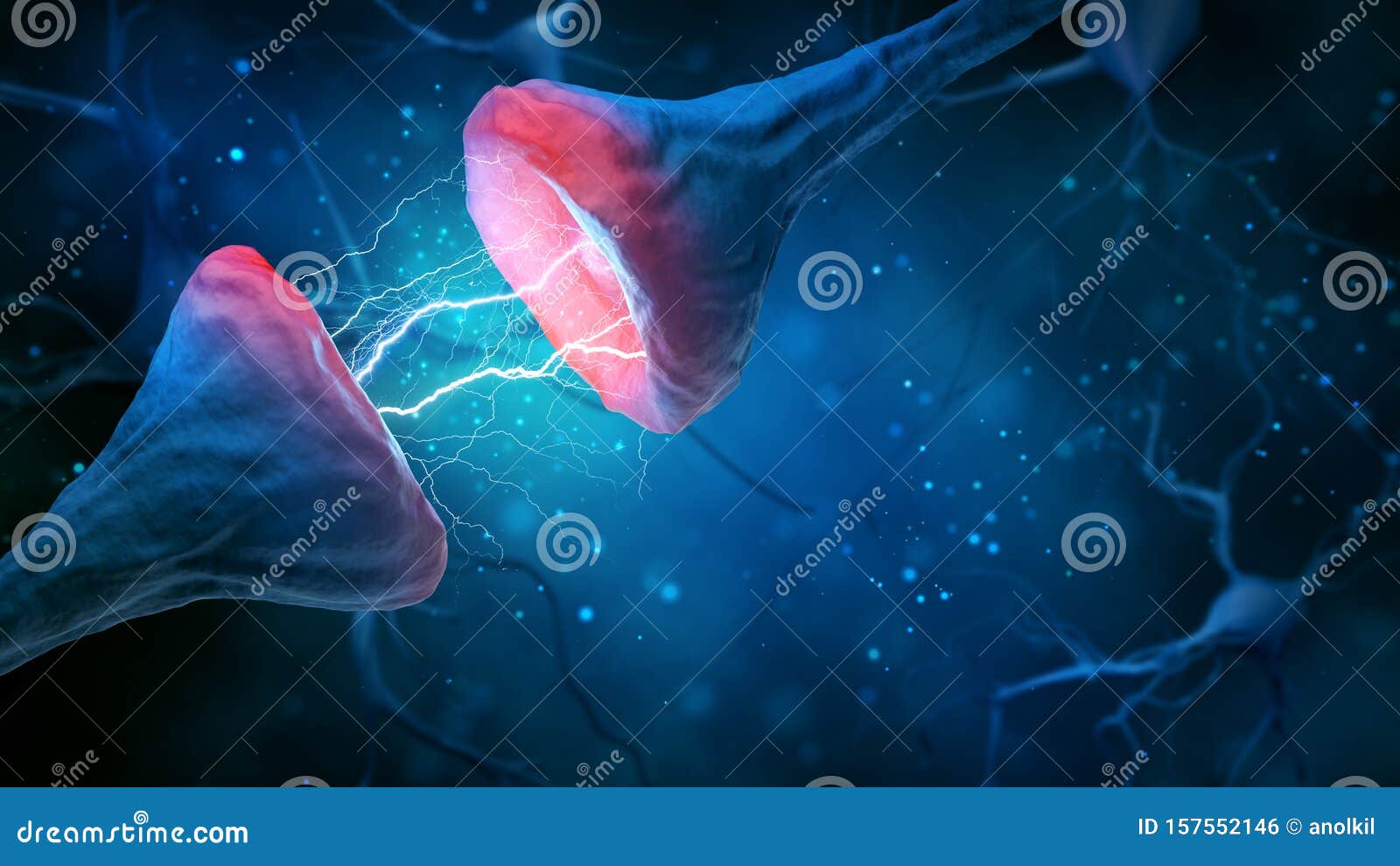 Illustration of Synapse and Neuron on a Blue Background Stock ...