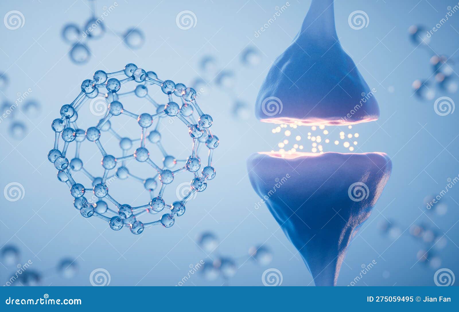 Synapse of Neuron Cell, Biology Concept, 3d Rendering Stock Illustration - Illustration of ...