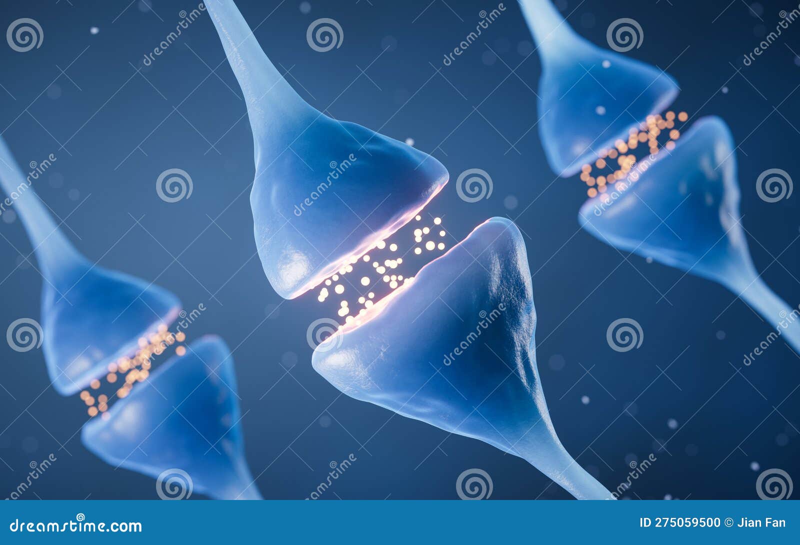 Synapse of Neuron Cell, Biology Concept, 3d Rendering Stock Illustration - Illustration of ...