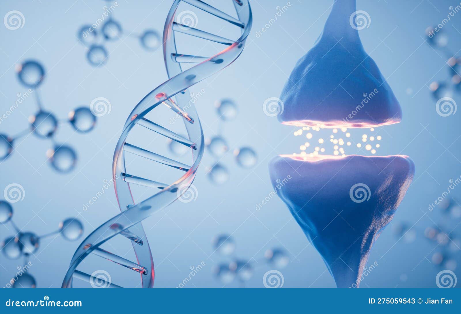 Synapse of Neuron Cell, Biology Concept, 3d Rendering Stock ...
