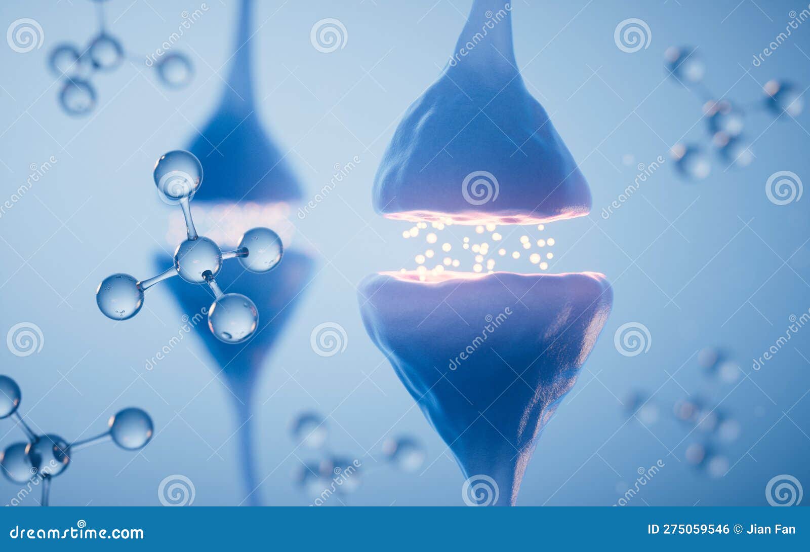 Synapse of Neuron Cell, Biology Concept, 3d Rendering Stock ...