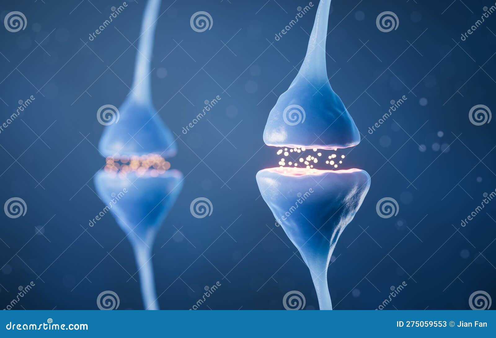Synapse of Neuron Cell, Biology Concept, 3d Rendering Stock ...
