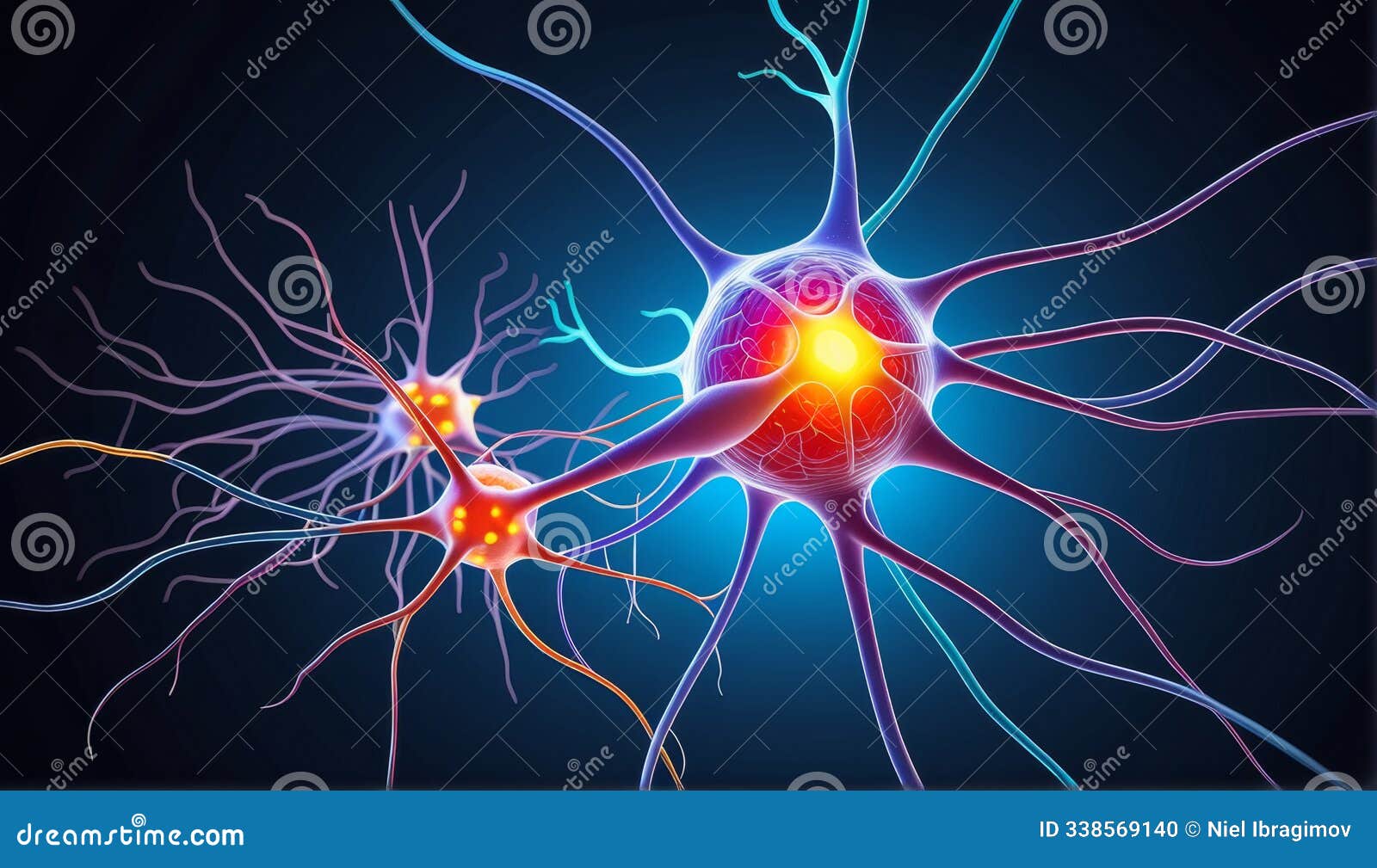 Synapse and Neuron in 3D Brain Illustration for Scientific Study Stock ...