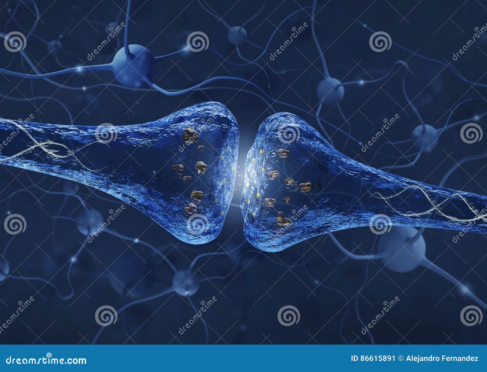 Synapse Process Over Neuron Connection Background - 3D Rendered Image ...