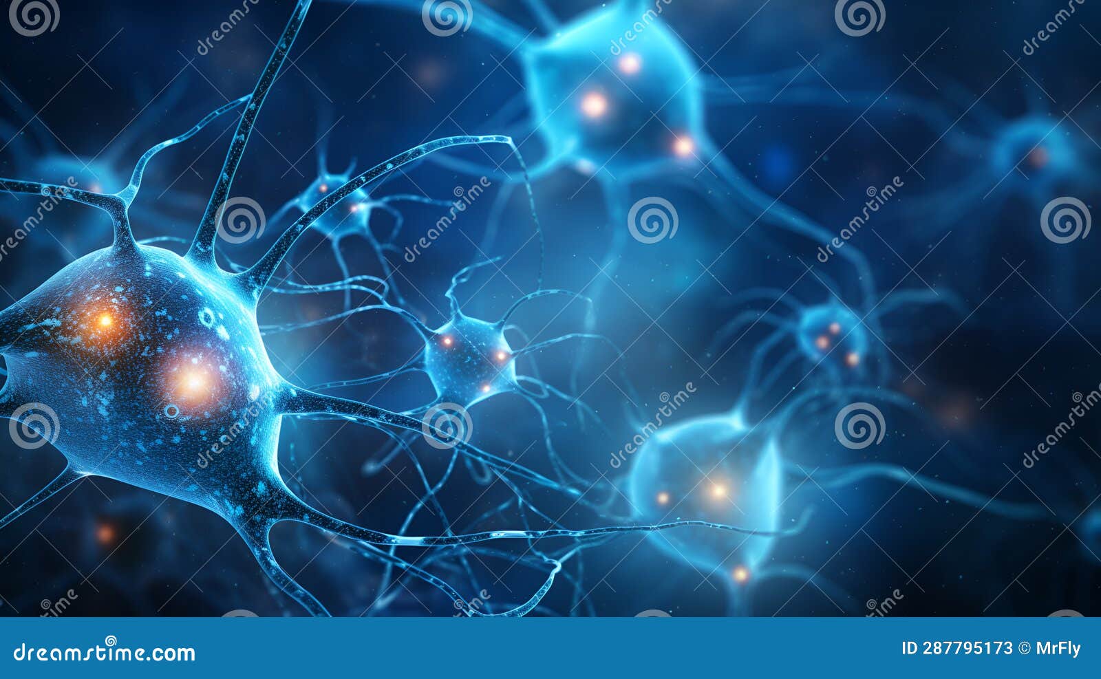 Synapses in Human Brain, Neurons Stock Illustration - Illustration of ...