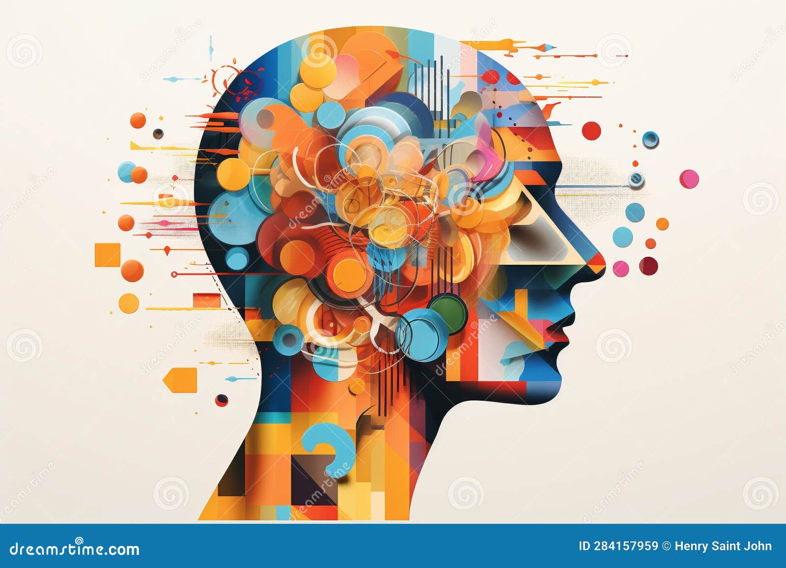 Cognitive Function Impairment Concept. Side Profile Of Human Head With ...