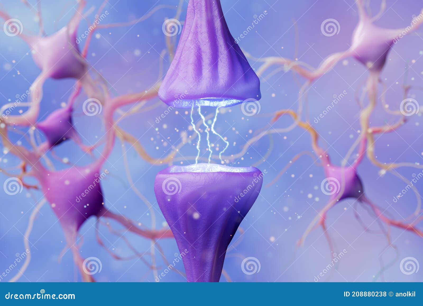 Synaptic Transmission. 3d Render of a Synapse Medical Concept of the ...
