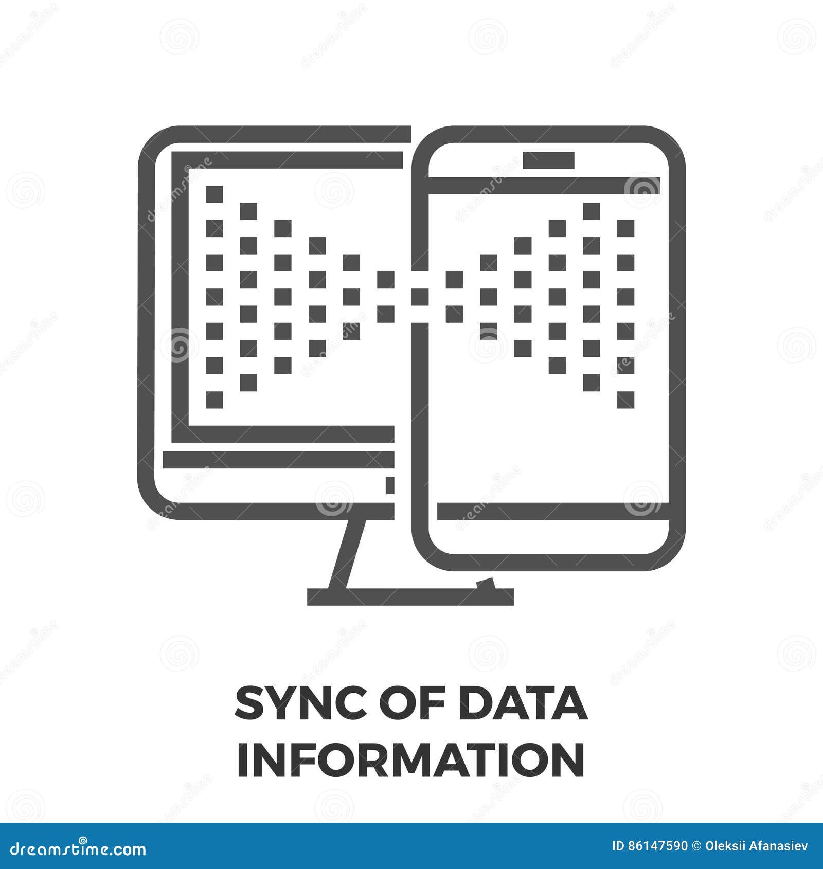 Sync of Data Infomation Line Icon Stock Vector - Illustration of ...